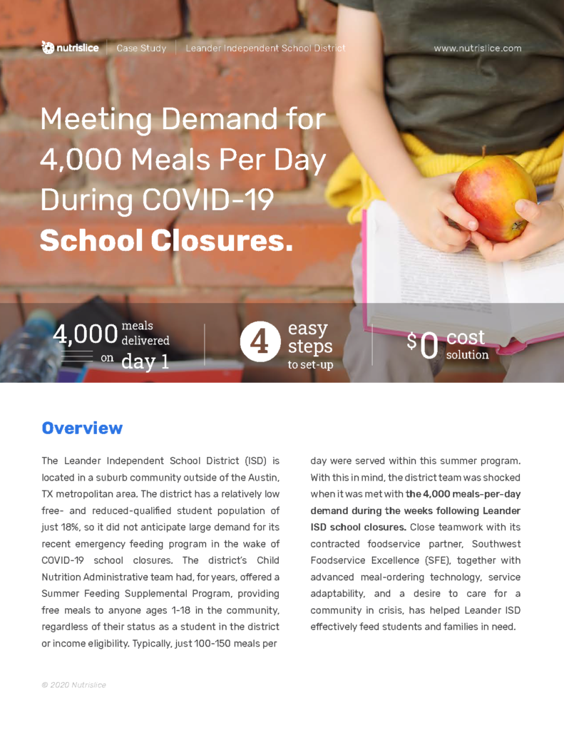 Meeting Demand for 4,000 Meals Per Day During COVID-19 School Closures ...